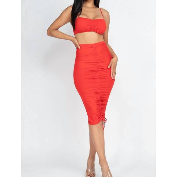 capella | Skirts | New Capella Savage Tube Top And Midi Skirt Set In Fiery Red | Poshmark